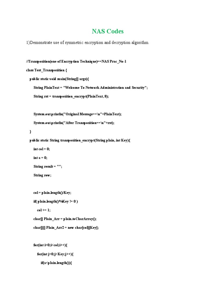 NAS Codes: 1) Demonstrate Use of Symmetric Encryption and Decryption ...