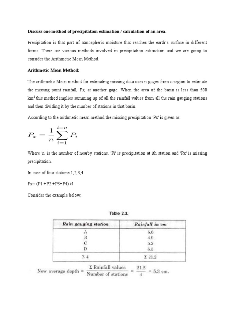 Discuss One Method of Precipitation Estimation / Calculation of An Area ...