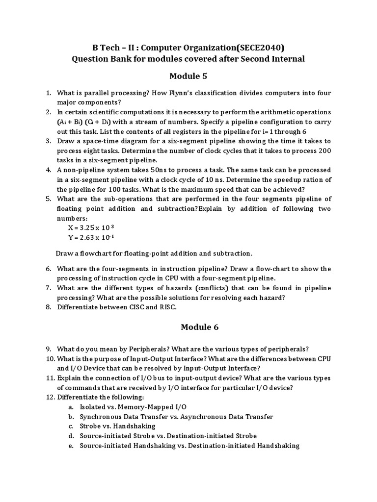 Question Bank - M5 To M7 | PDF | Cpu Cache | Input/Output