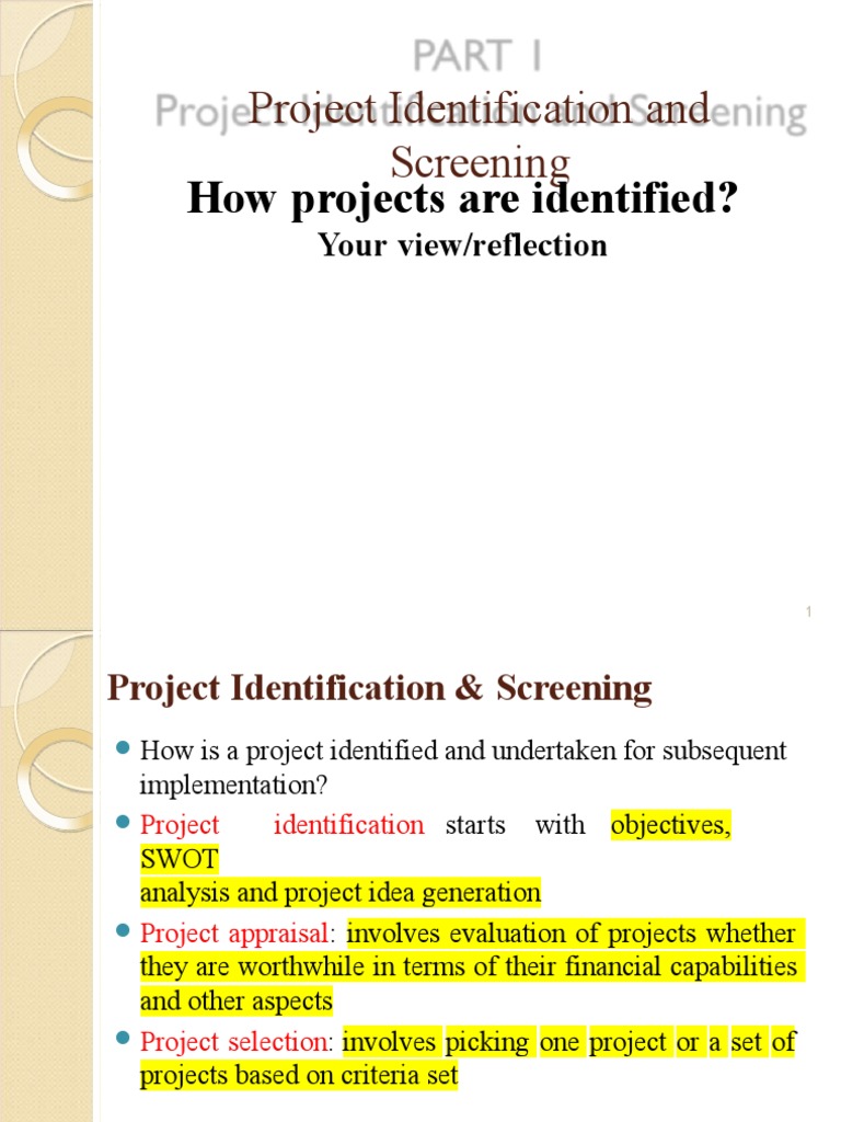 Project Identification and Screening: How Projects Are Identified ...