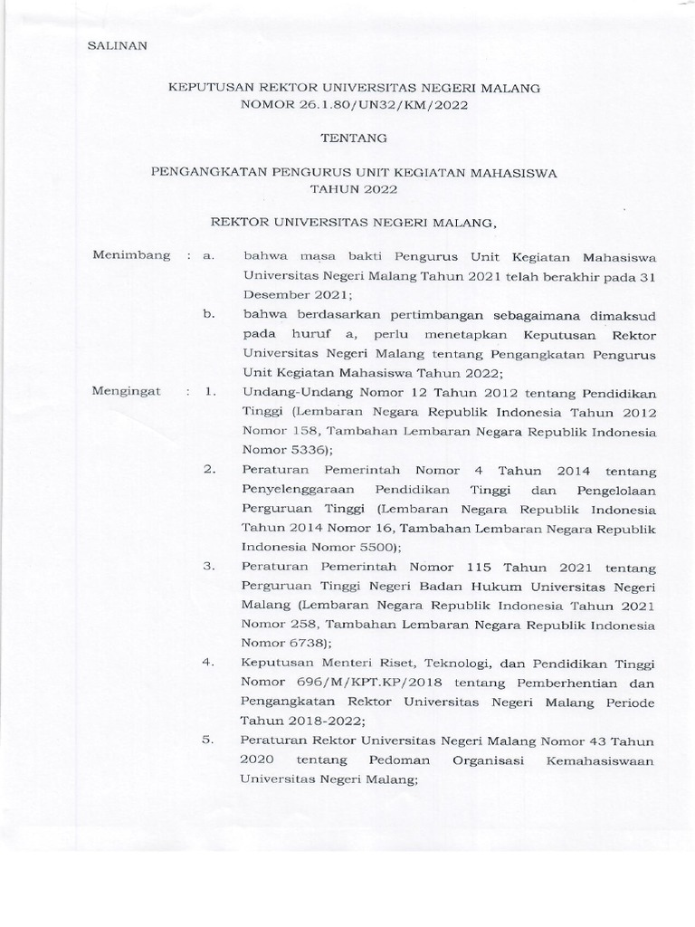 SK Rektorat Ukmp 2022 | PDF