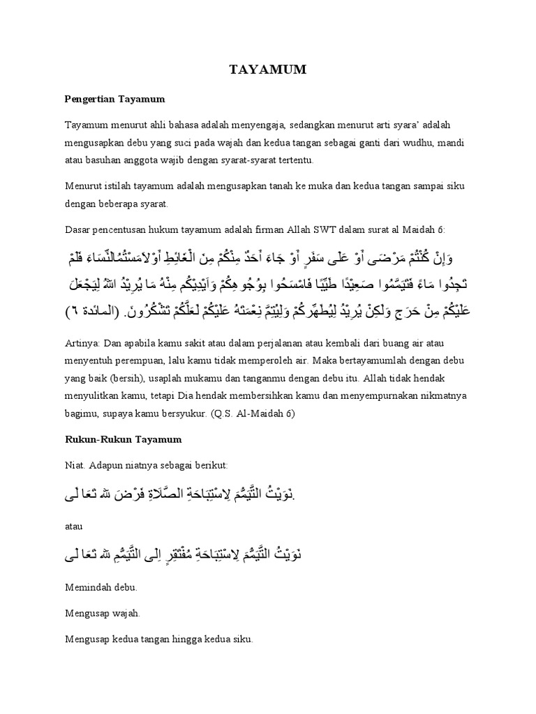 Panduan Lengkap Tayamum dalam Islam | PDF