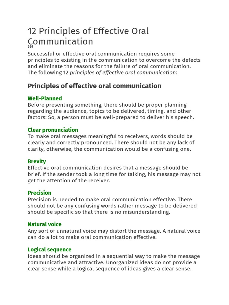 The Principles of Oral Commmunication | PDF | Communication | Conversation