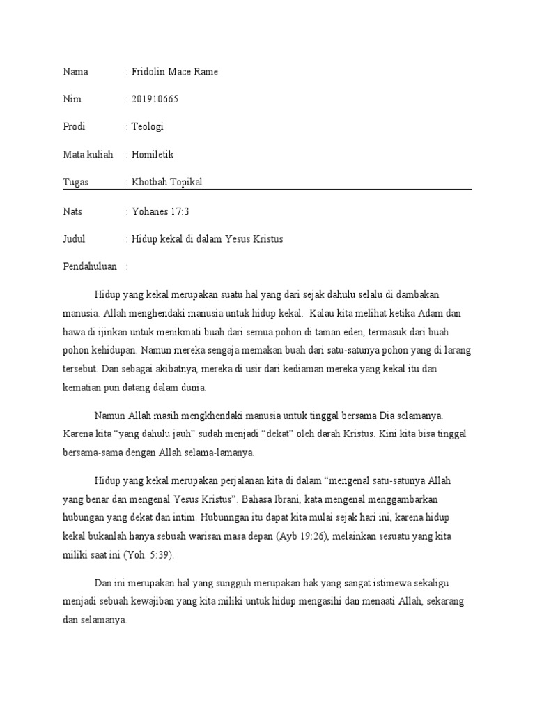 Khotbah Topikal | PDF