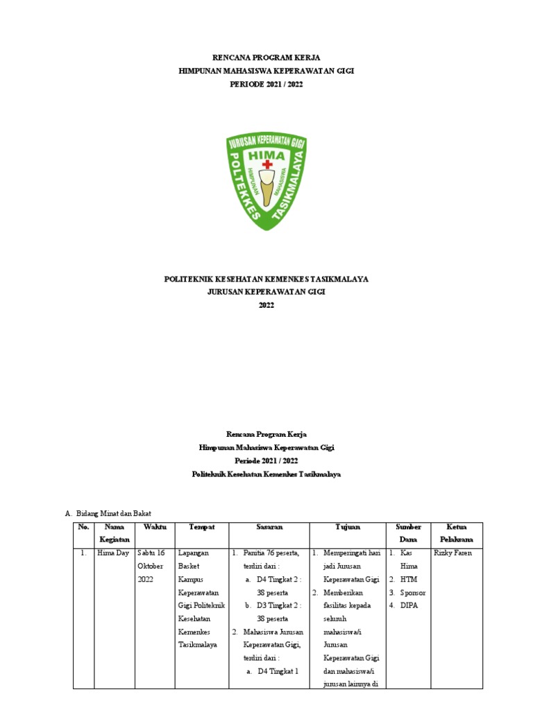 Contoh Rencana Program Kerja | PDF