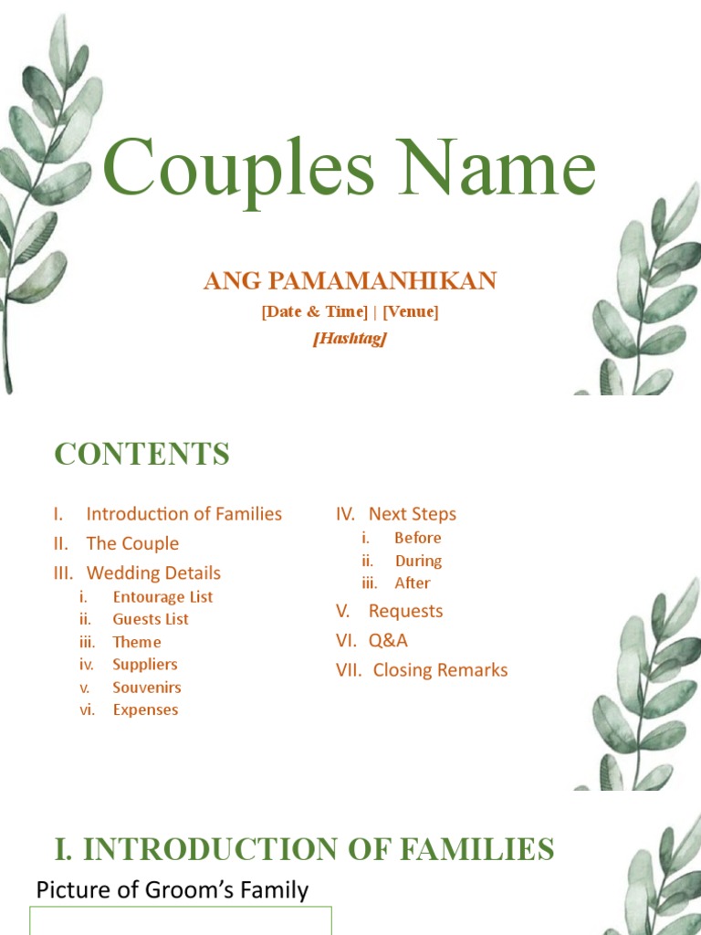 Couples Name: Ang Pamamanhikan | PDF | Wedding | Bridesmaid