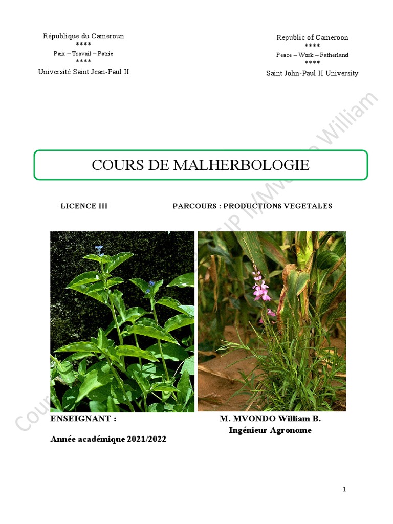 Nouveau Cours Malherbologie - Copie | Download Free PDF | Adventice | Graine