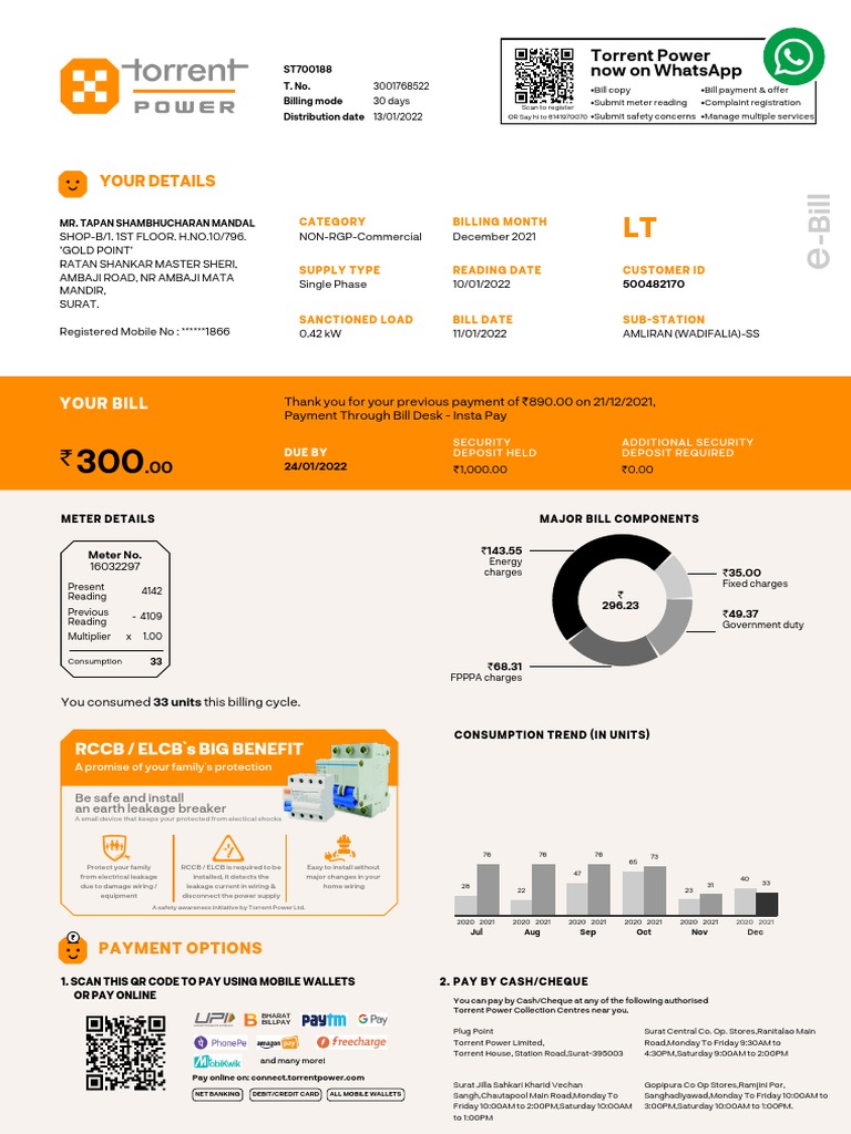 Torrent Power Now On Whatsapp: Your Details | PDF | Cheque | Electrical ...