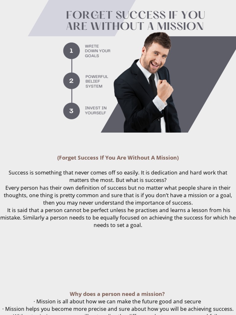 Forget Success If You Are Without A Mission | PDF | Career & Growth ...