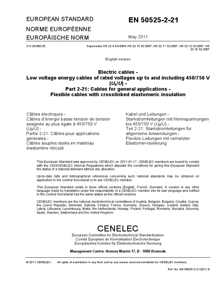 Cenelec: European Standard Norme Européenne Europäische Norm | PDF ...