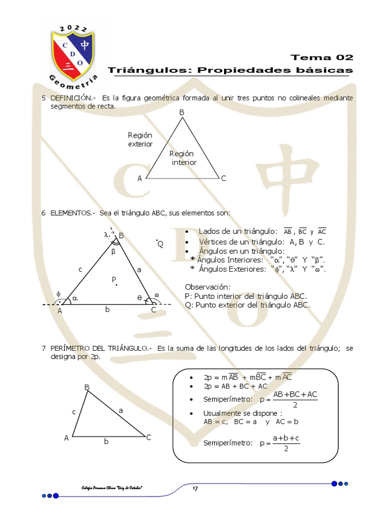 Triangulos Propiedades Basicas | PDF | Triángulo | Ángulo