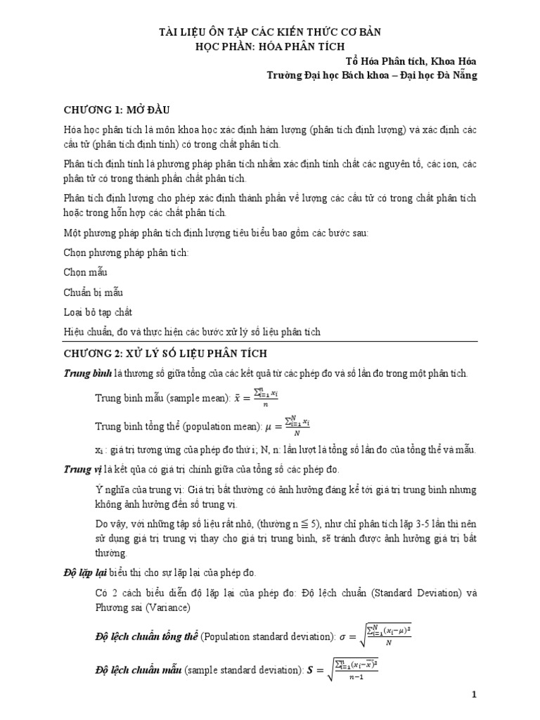 Tom Tat Kien Thuc Co Ban Hoa Phan Tich2022 | PDF