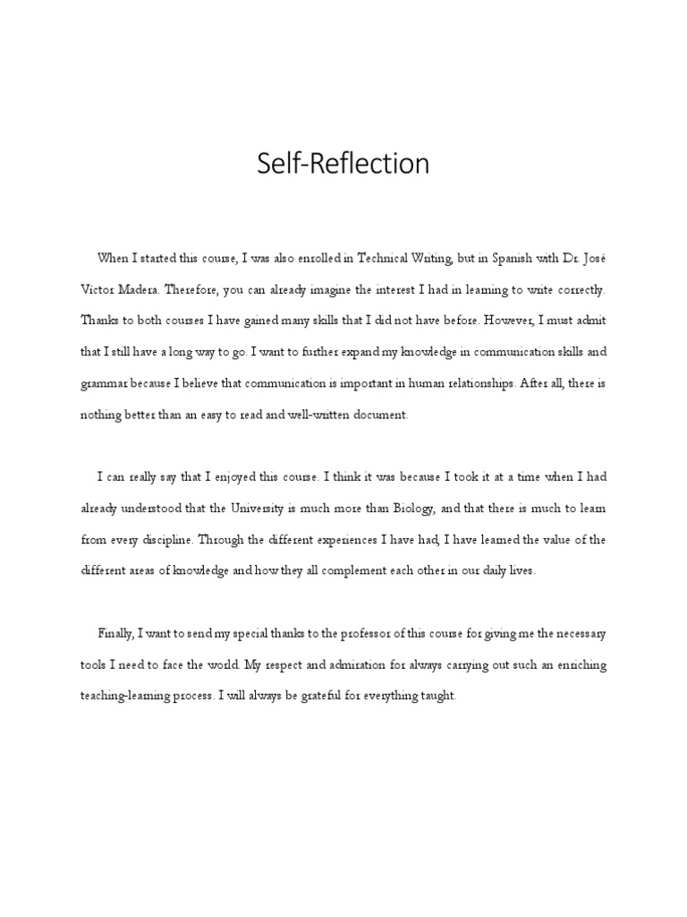 Self Reflection | PDF