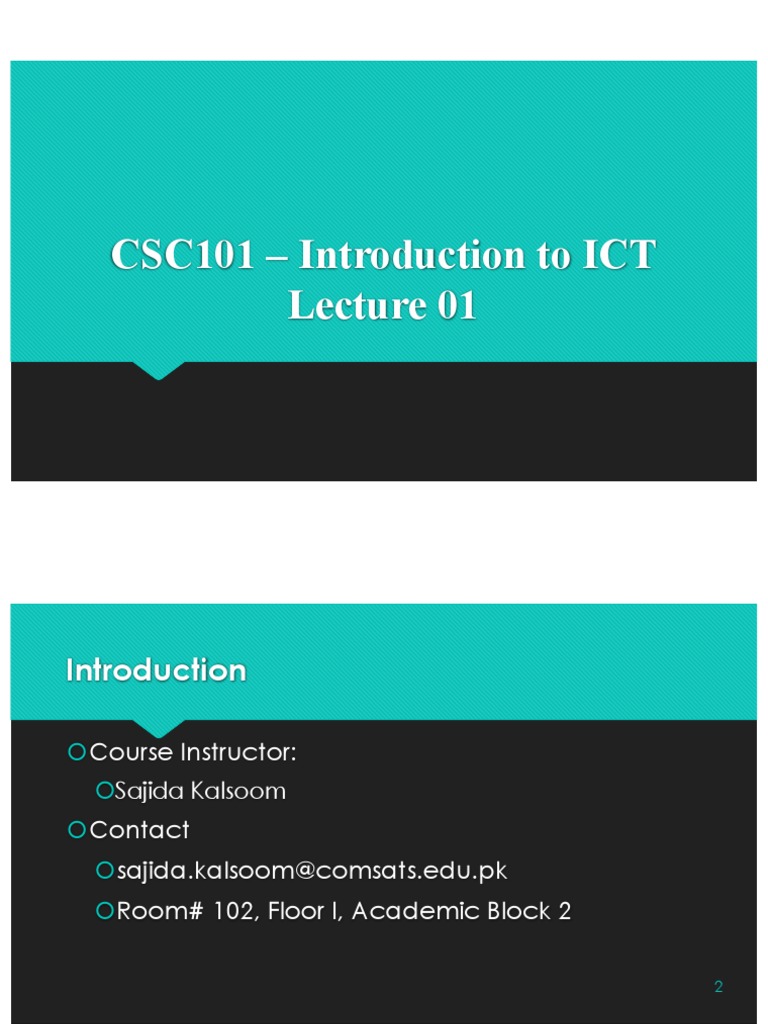 CSC101 - Introduction To ICT | PDF | Computer Data Storage | Computer Hardware