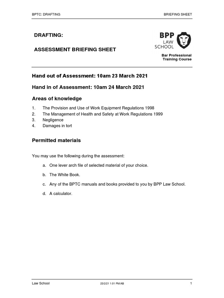 BPTC Drafting Briefing Sheet March 2021 | PDF | Precedent | Justice BPTC Drafting Briefing Sheet March 2021 | PDF | Precedent | Justice