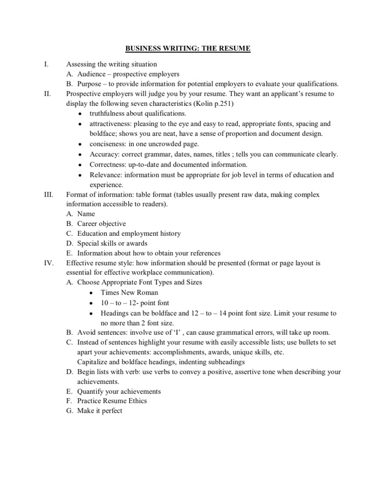 Resume Notes | PDF