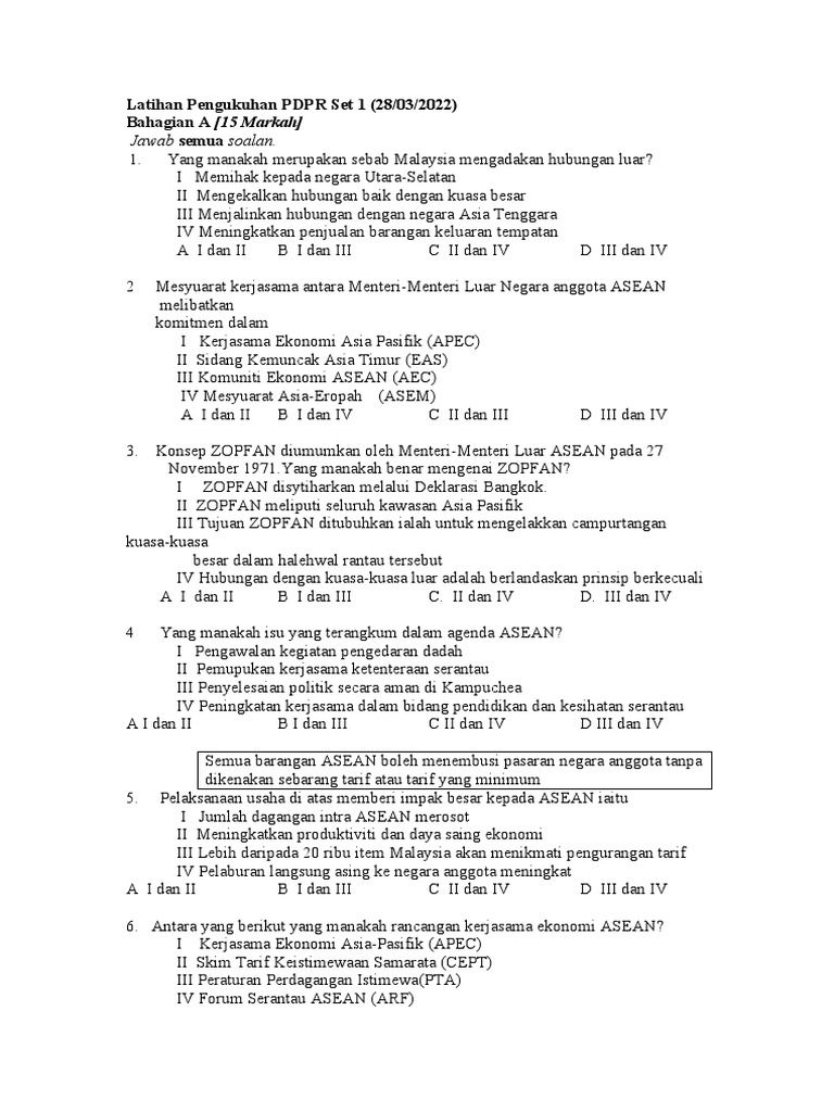 Latihan Pengukuhan PDPR Set 1 | PDF | Ilmu Sosial