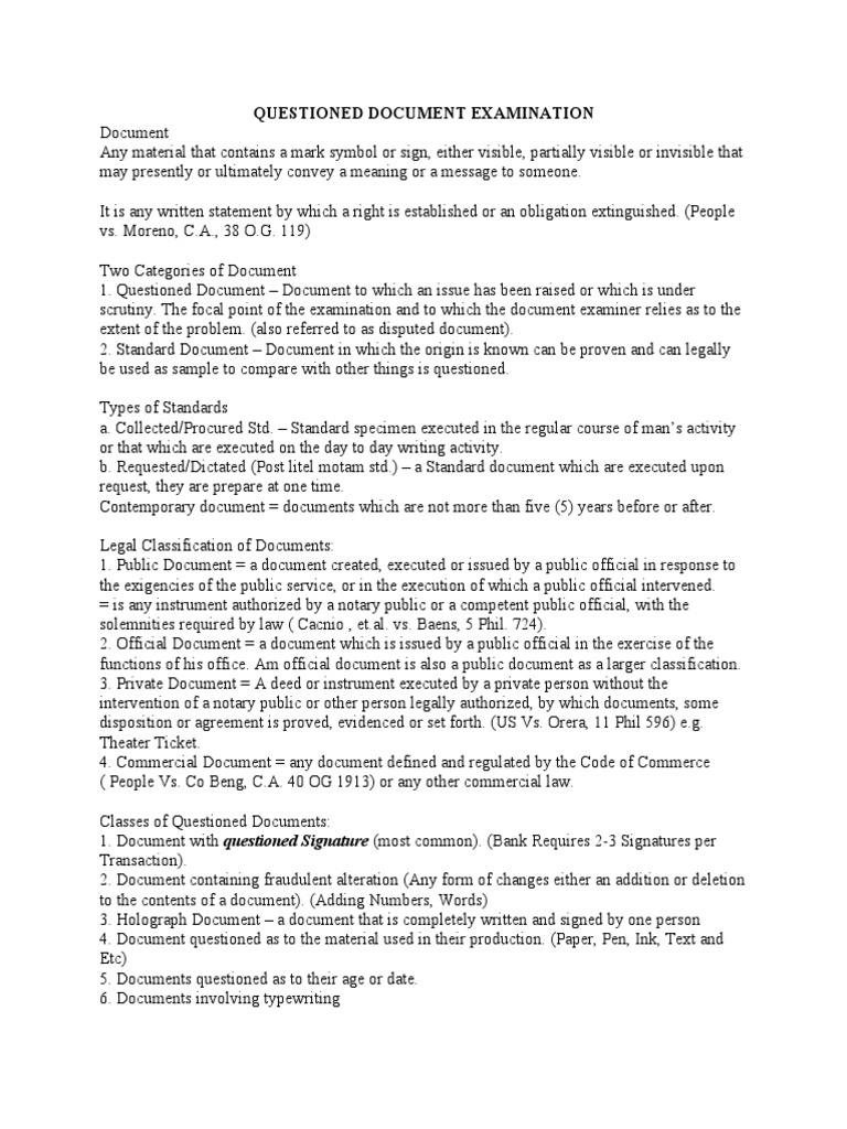 Questioned Document Examination Prelim | PDF | Signature | Document