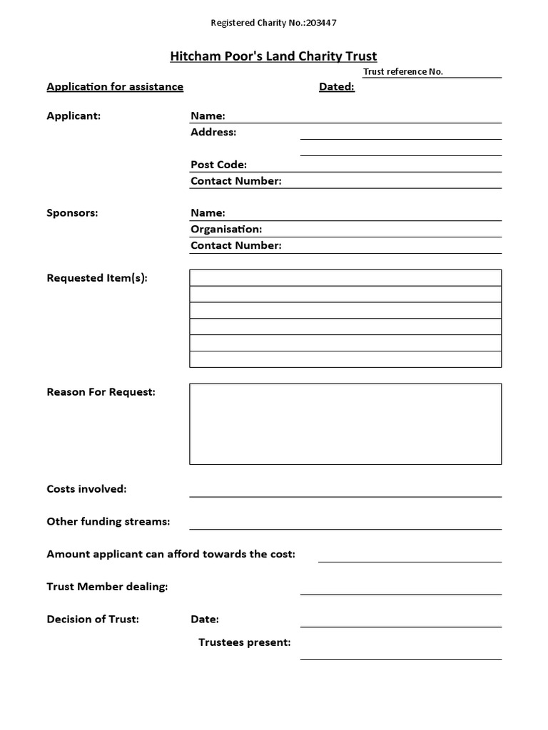 Hitcham Trust Application Form | PDF