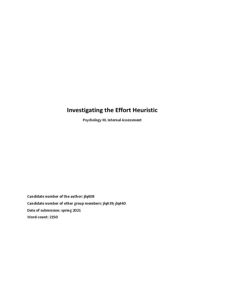 IB Psycho IA Effort Heuristic | PDF | Heuristic | Science
