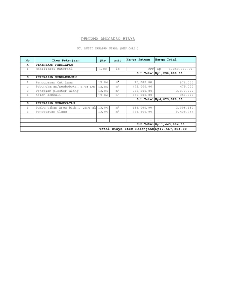 Rab Perbaikan Kantor Mhu | PDF