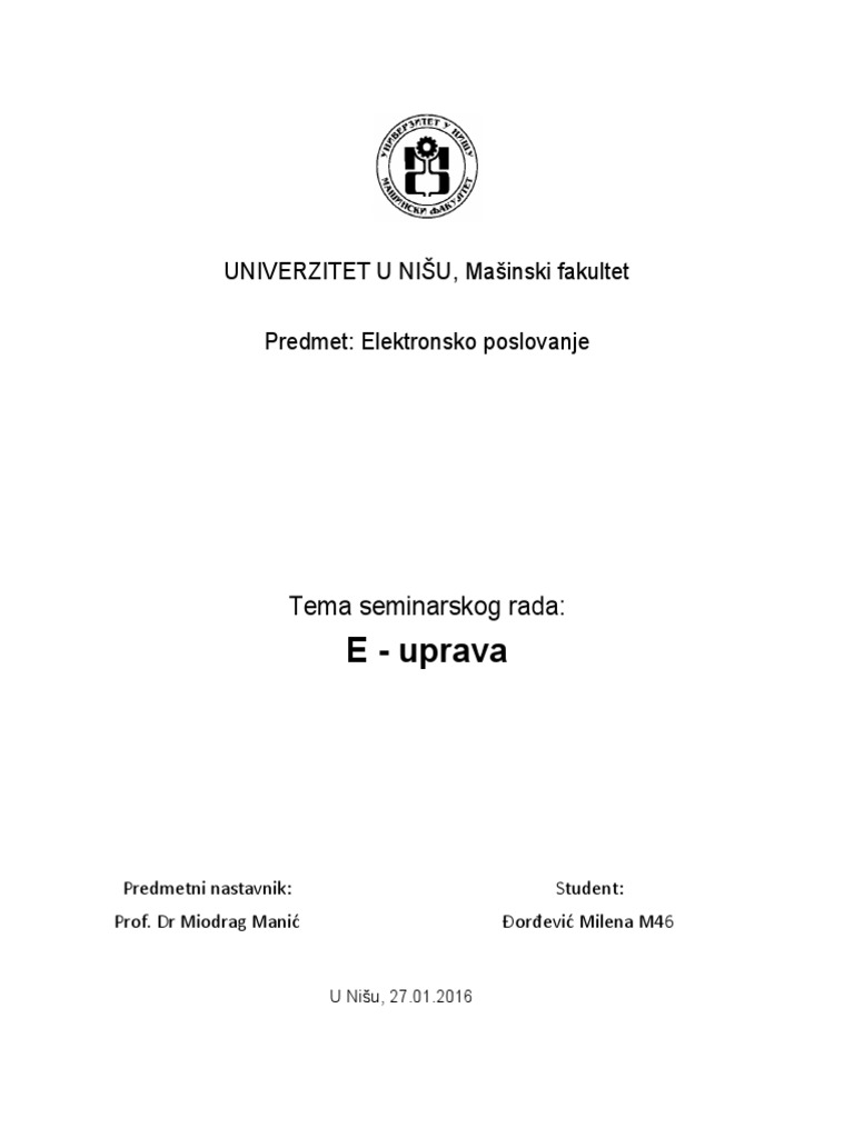 Seminarski Rad E-Uprava | PDF