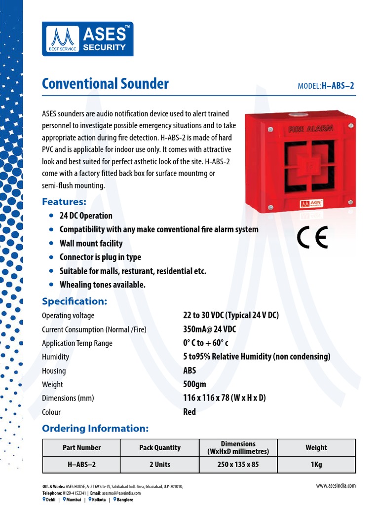 Conventional Sounder H-ABS-2 | PDF | Electrical Components | Electronics