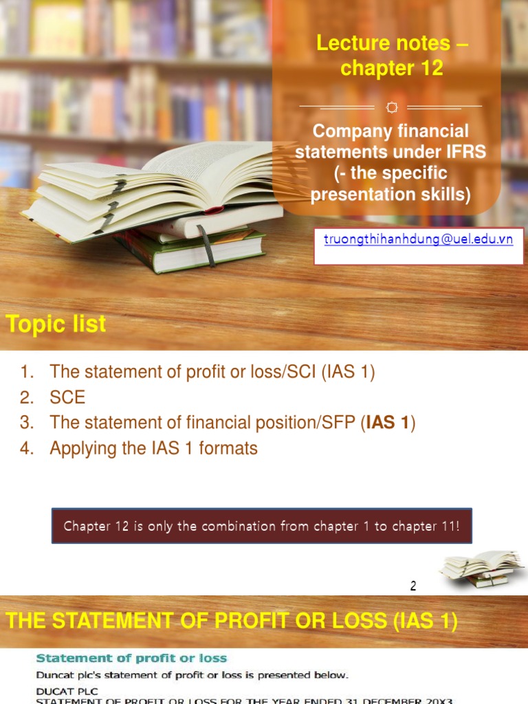 Lecture Notes - : Company Financial Statements Under IFRS (-The ...
