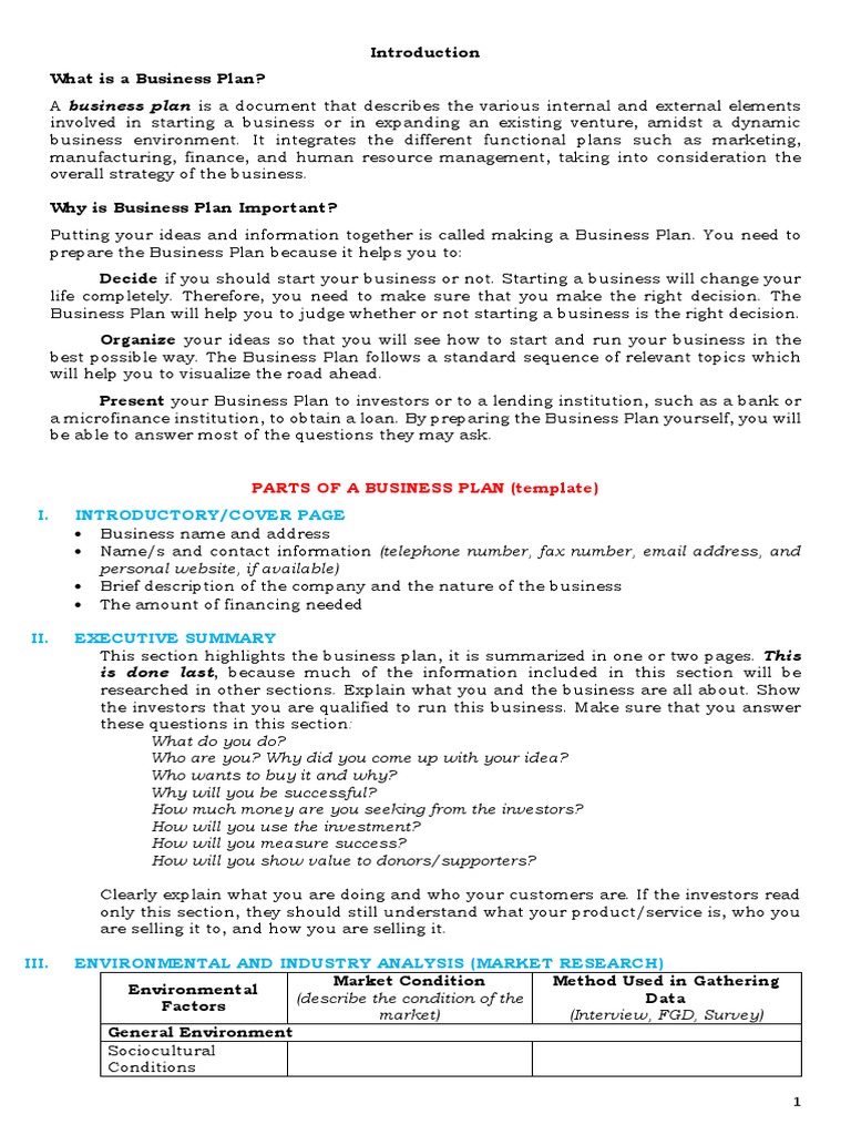 Bus. Plan Template Edited | PDF | Business | Product (Business)