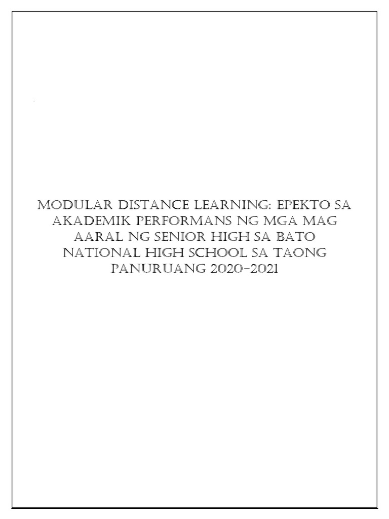 Modular Distance Learning | PDF