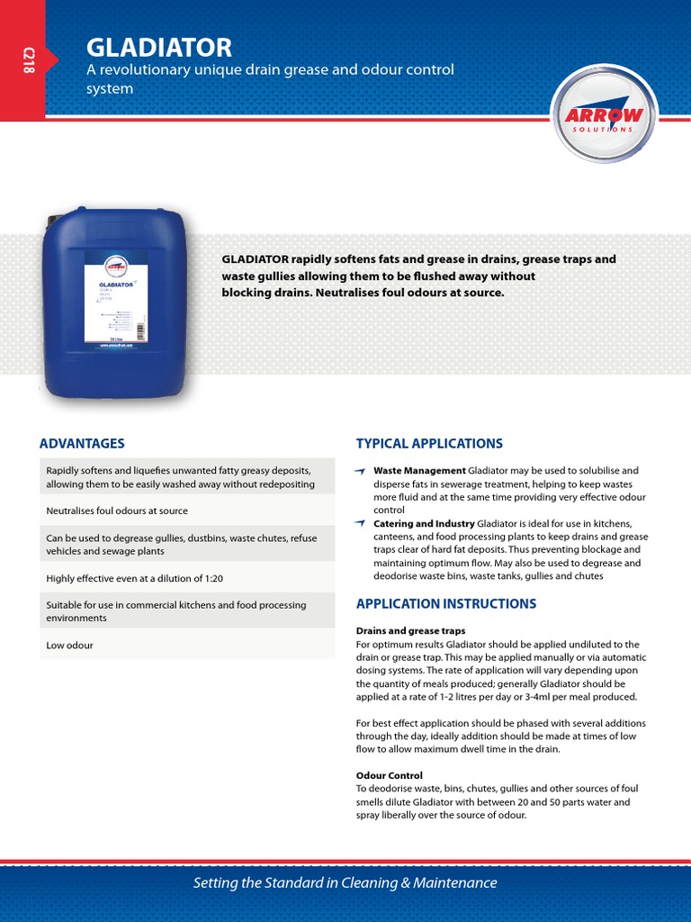 Gladiator: A Revolutionary Unique Drain Grease and Odour Control System ...