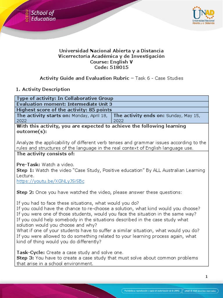 Activity Guide and Evaluation Rubric - Unit 3 - Task 6 - Case Studies ...