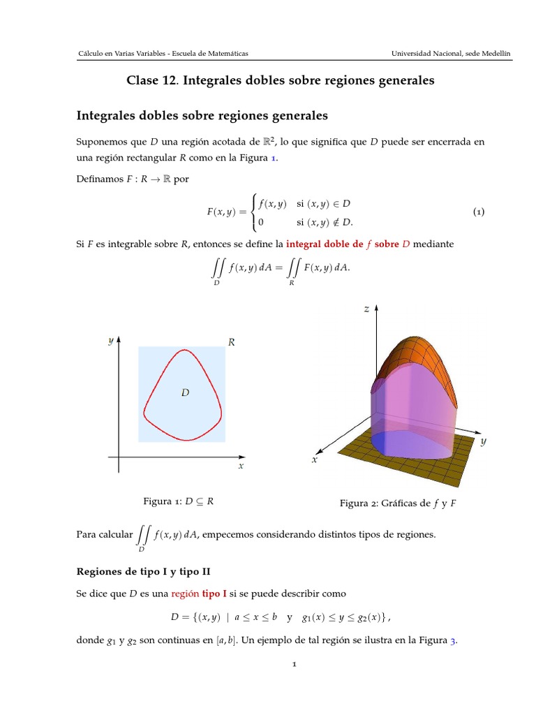 Clase 12. Integrales Dobles Sobre Regiones Generales | PDF | Integral ...