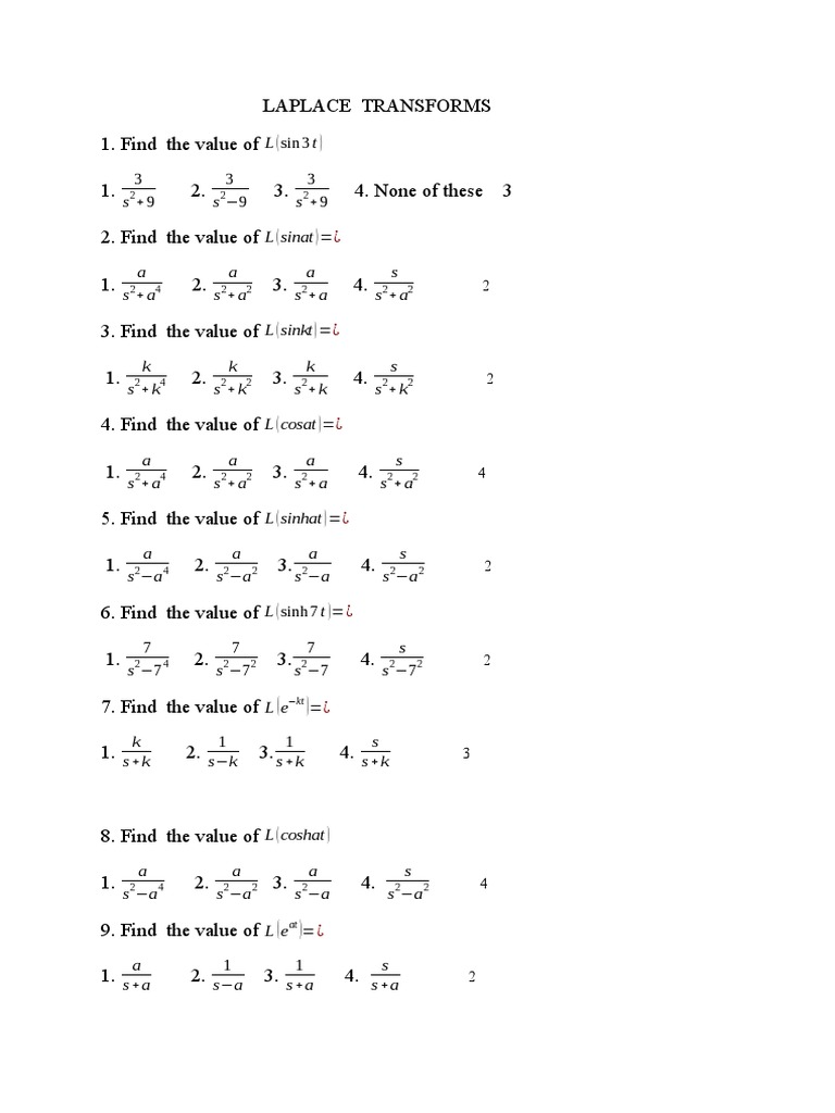 Laplace Transforms | PDF | Mathematical Objects | Mathematics