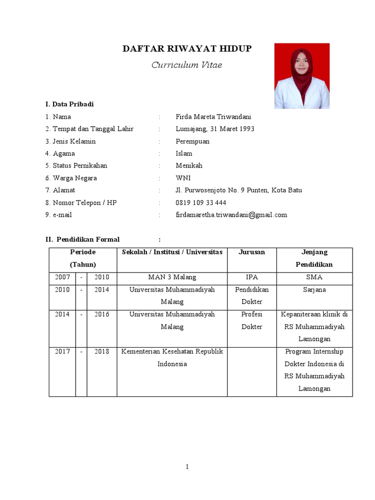 CV Firda (DGN Foto) | PDF | Sains & Matematika