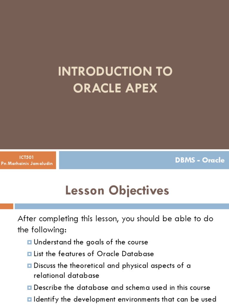 Introduction To Oracle Apex | PDF | Databases | Relational Database