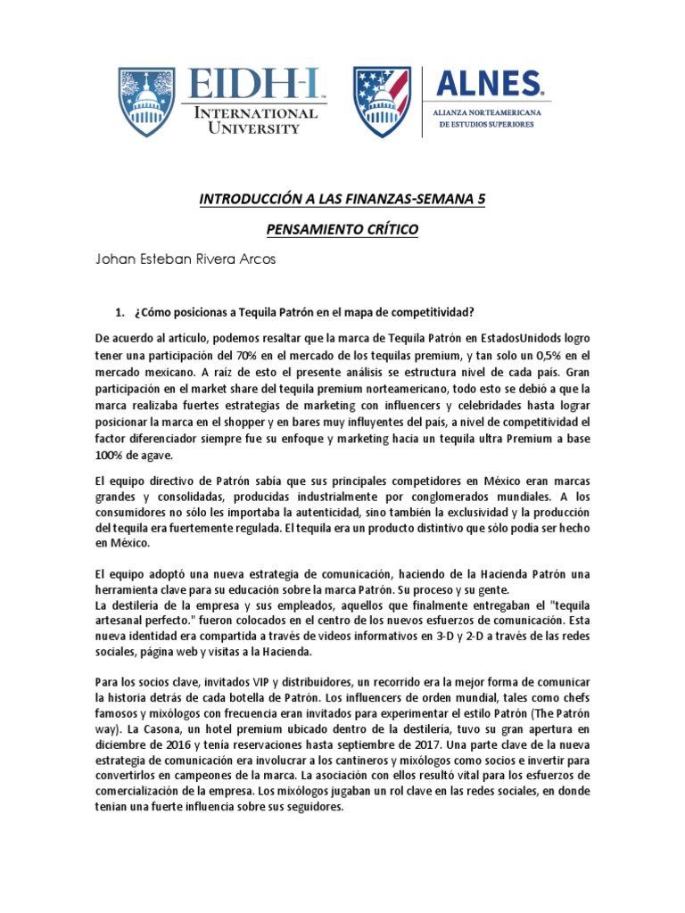 Deber Johan Rivera - Introducción A Las Finanzas - Semana 5 - Solución de Problemas | PDF ...