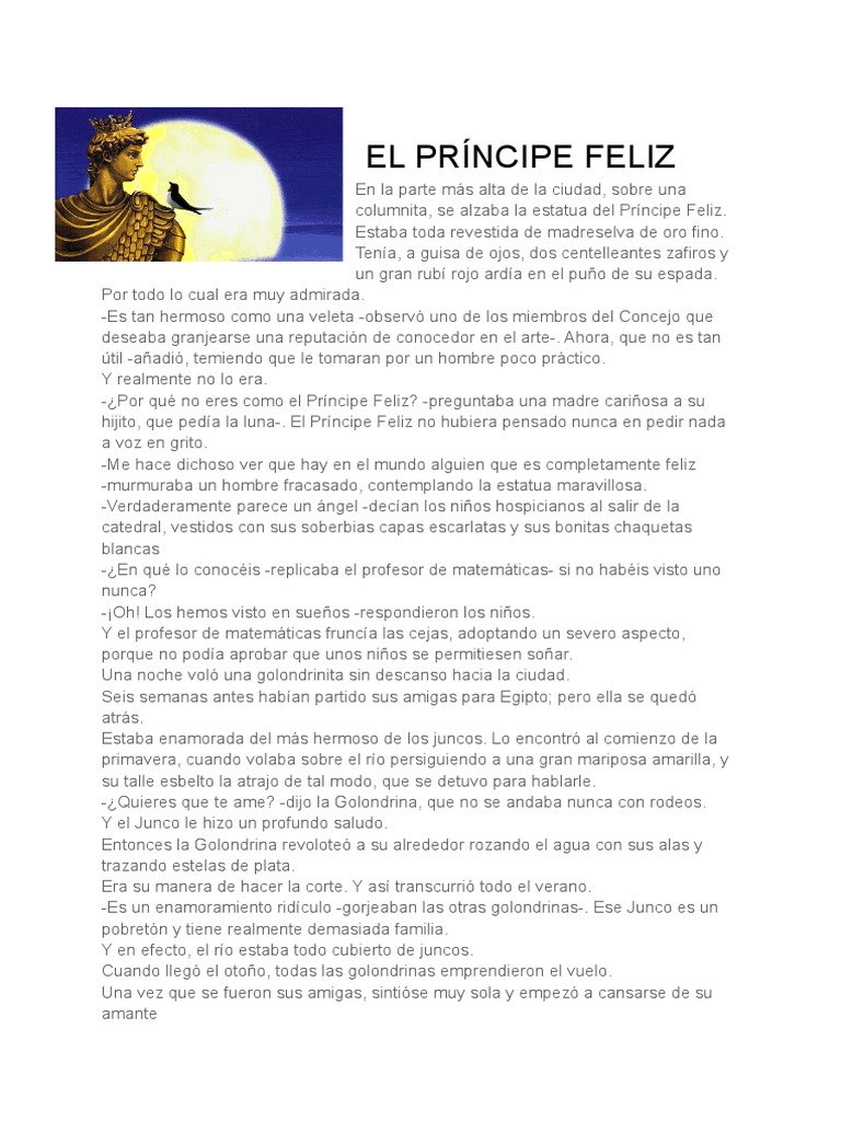 La historia del Príncipe Feliz y su significado para diferentes ...