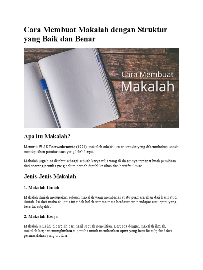 Cara Membuat Makalah Dengan Struktur Yang Baik Dan Benar | PDF