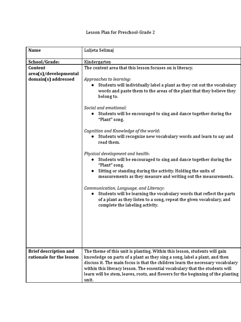 Labeling A Plant Lesson Plan | PDF | Vocabulary | Learning