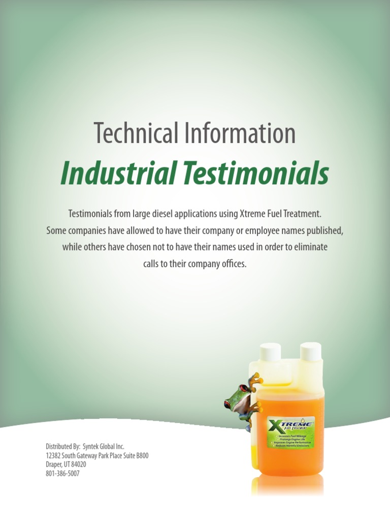 Syntek XFT Xtreme Fuel Treatment Industrial Testimonials | PDF | Fuel ...