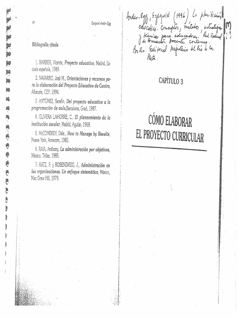Ander Egg, Cap 4. Cómo Elaborar El Proyecto Curricular | PDF