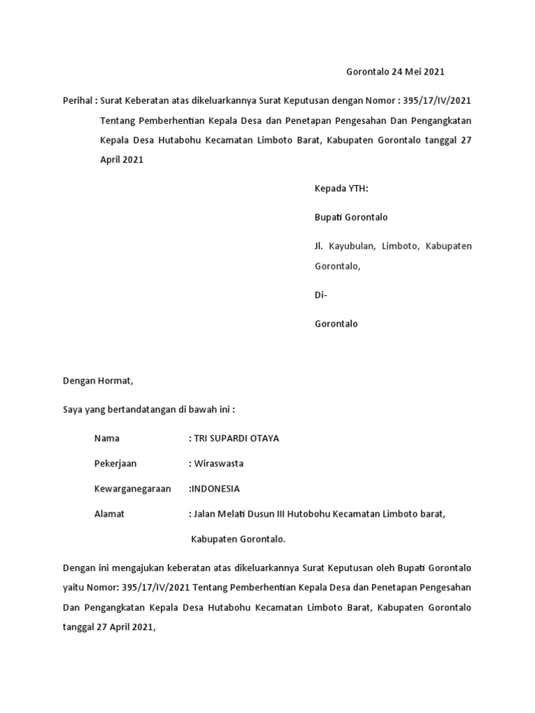 Surat Keberatan | PDF