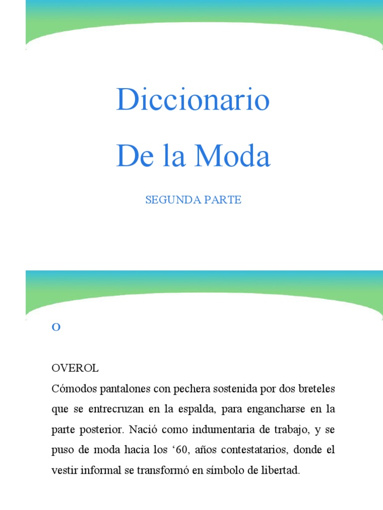 Diccionario de Moda: Prendas y Accesorios | PDF | Ropa | Pantalones