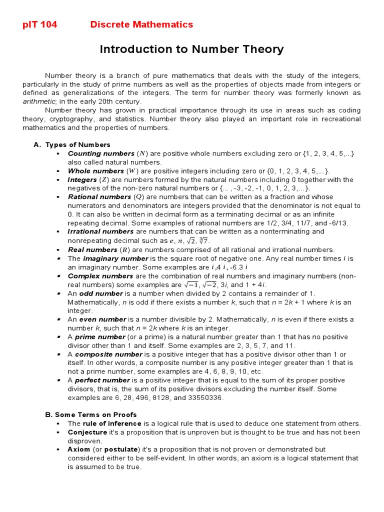 IT 104 - Introduction To Number Theory | PDF | Mathematical Proof | Numbers