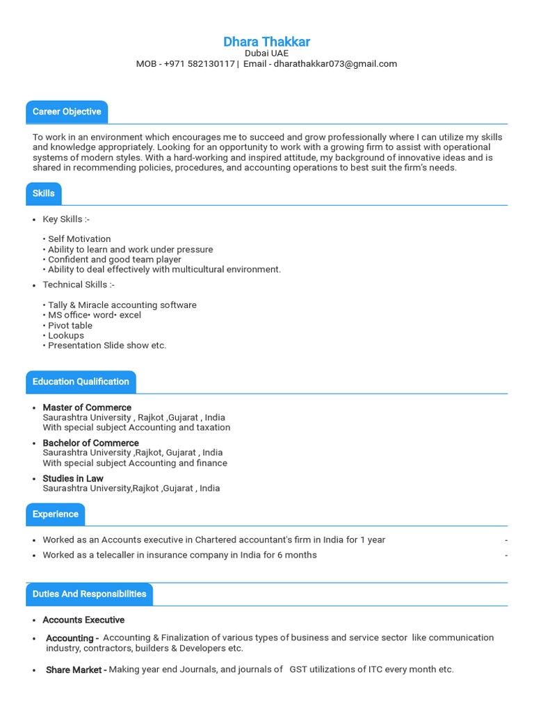 Resume Dhara Thakkar | PDF | Accounting | Taxes