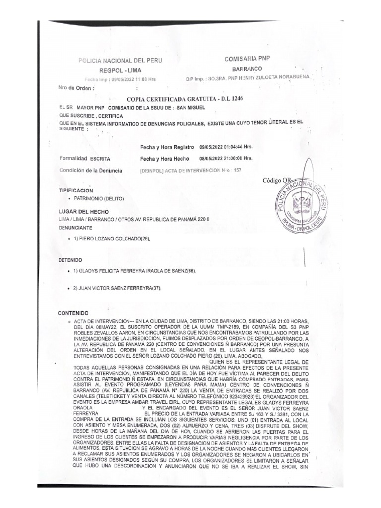 Parte Policial | PDF