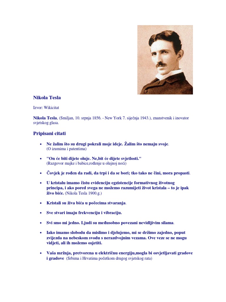 Nikola Tesla-Citati | PDF
