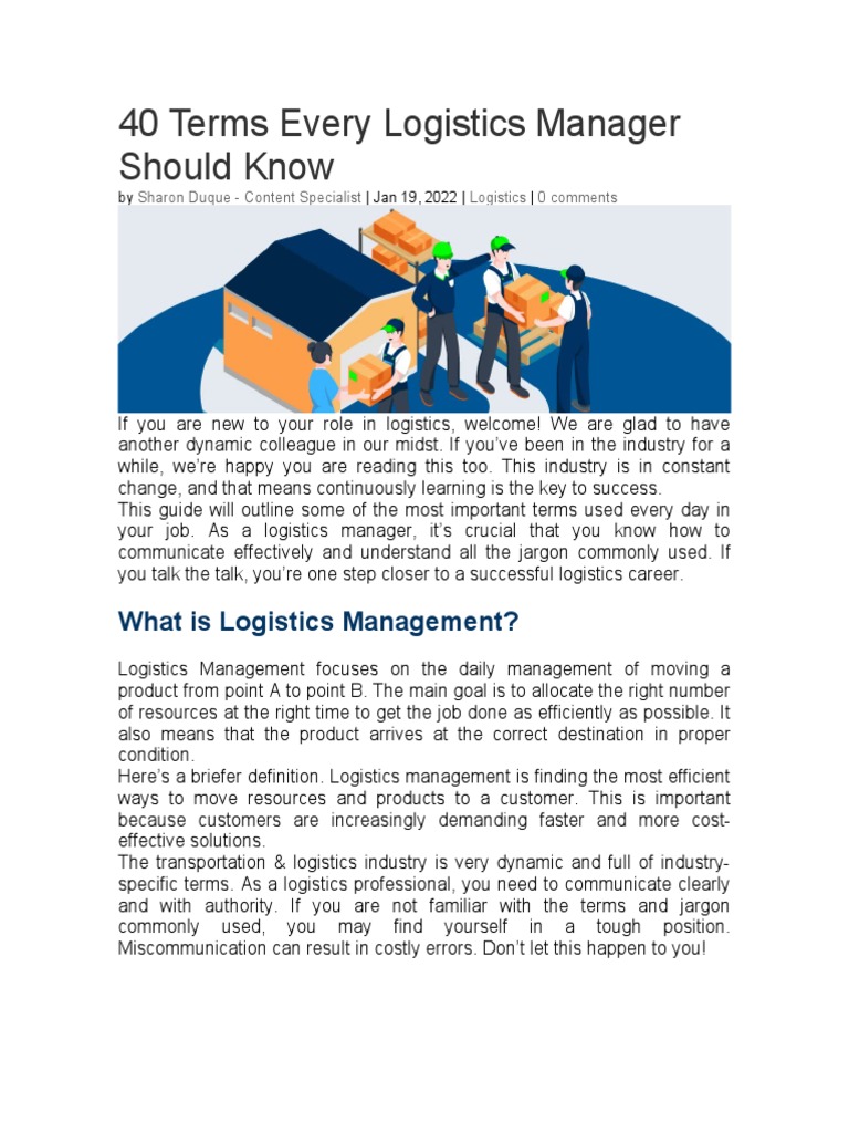 40 Terms Every Logistics Manager Should Know | PDF | Cargo | Trade