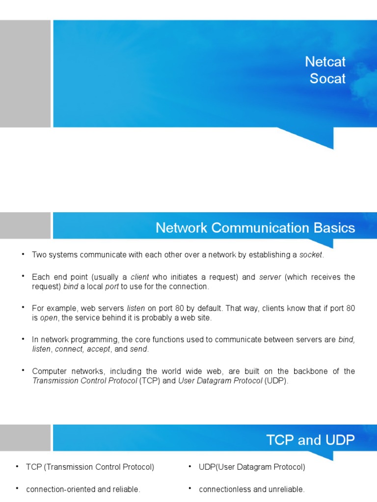 Netcat | PDF | Port (Computer Networking) | Transmission Control Protocol